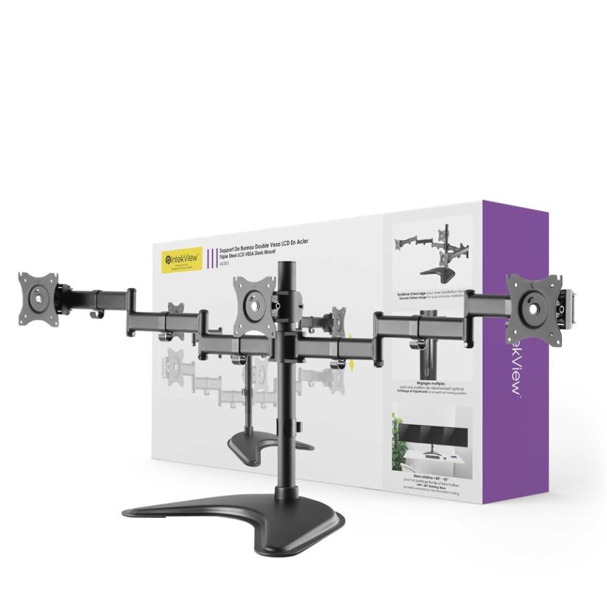 Freestanding triple desk mount – MS303 – IntekView