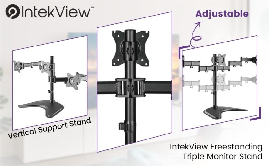 Freestanding triple desk mount – MS303 – IntekView