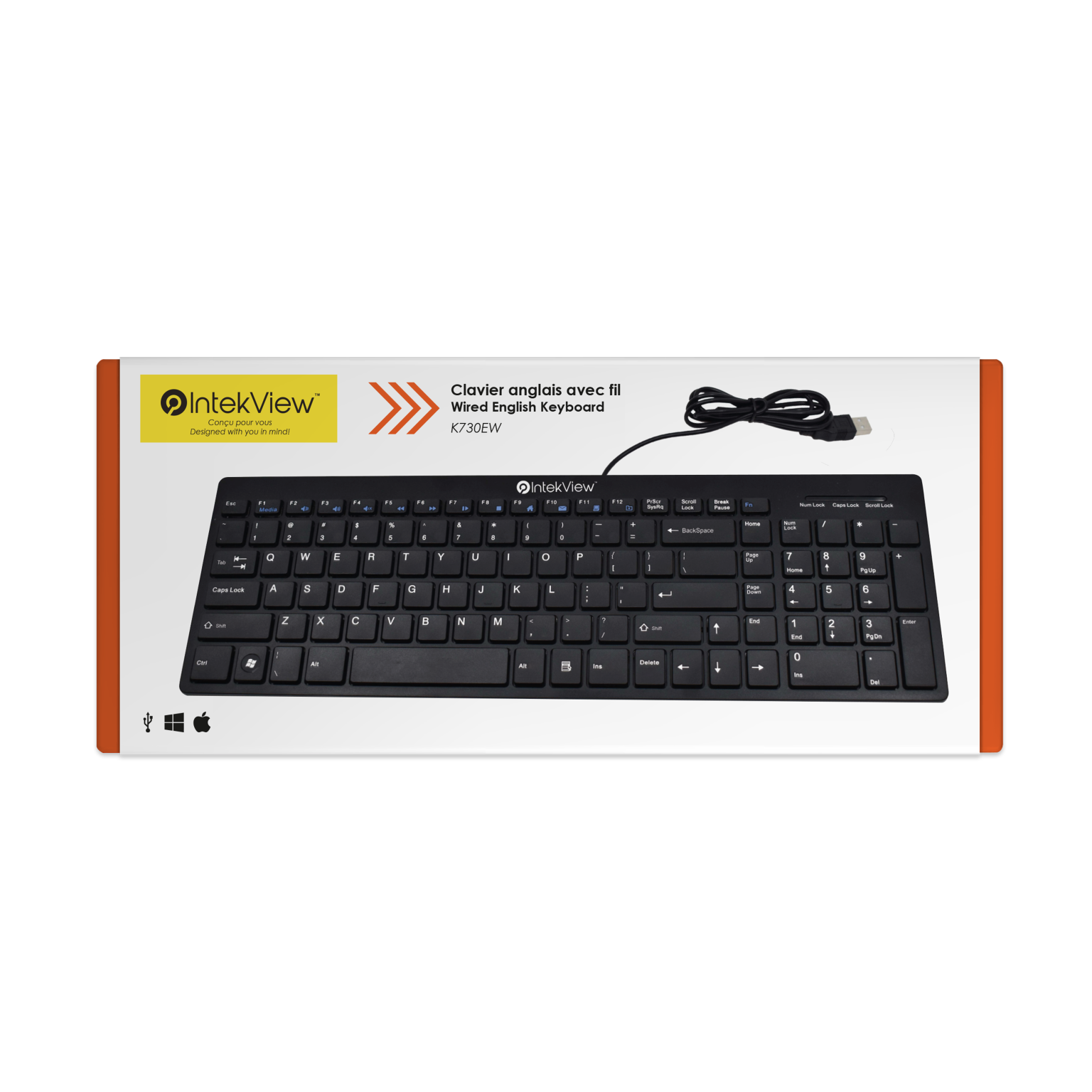 Wired Slim Keyboard V.2 English – K730EW – IntekView