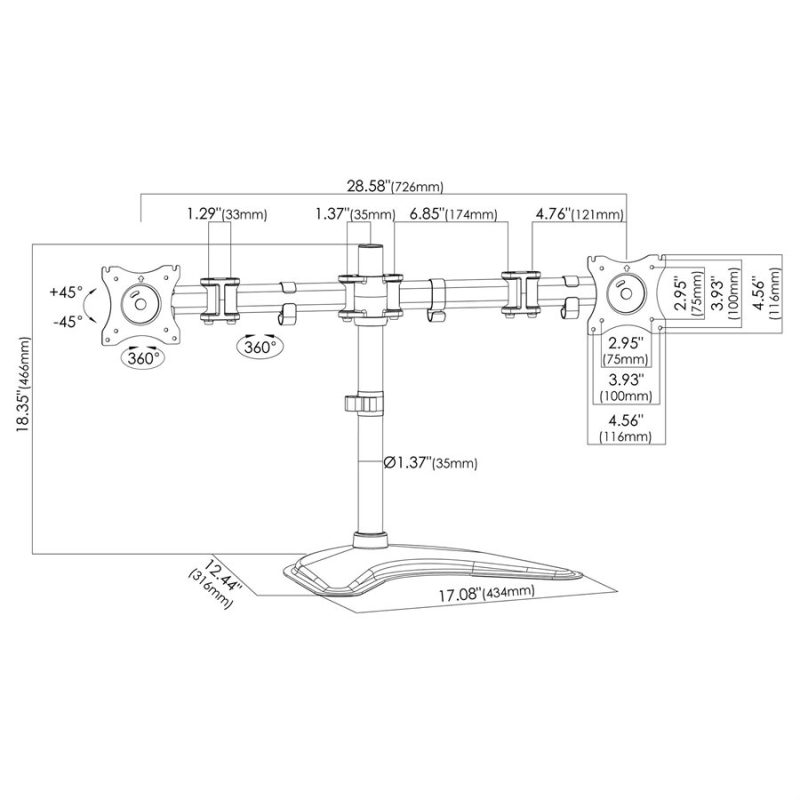 Freestanding double desk mount – MS302 – IntekView