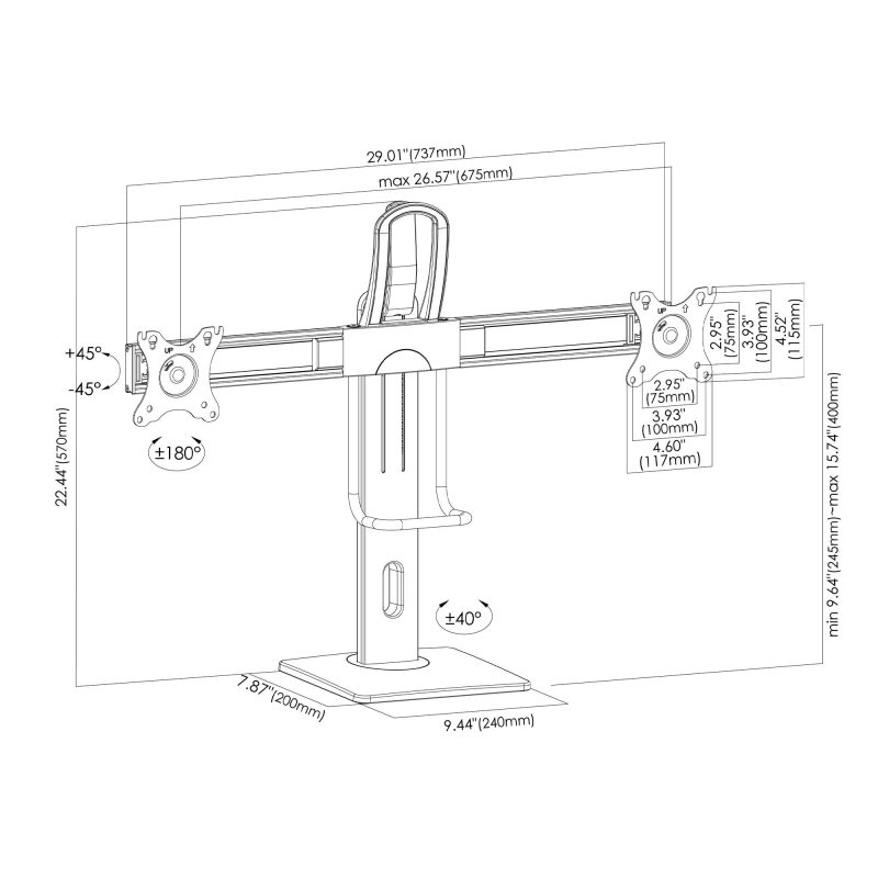 Freestanding double desk mount – MS402 – IntekView