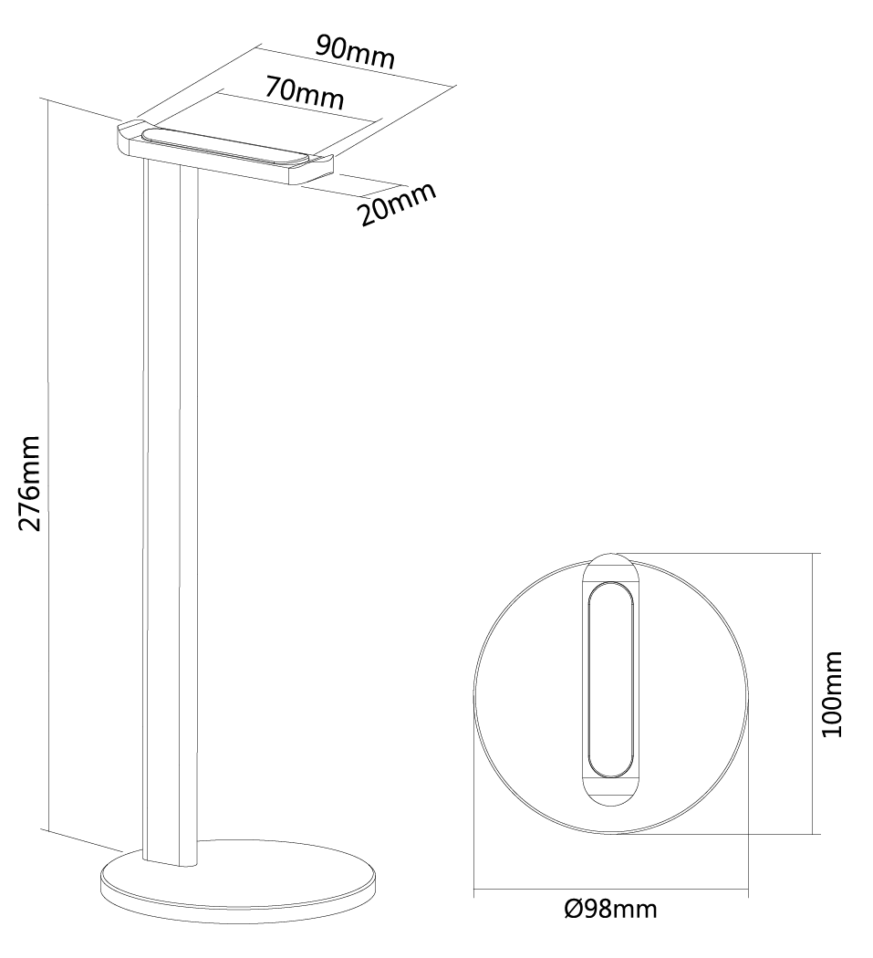 Slim Aluminum Desktop Headphone Stand – HS100 – IntekView