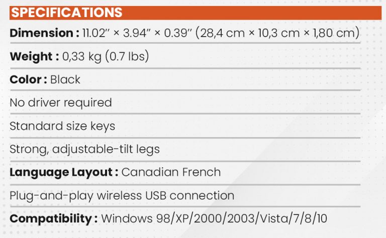 French canadian wireless keyboard – K95CFWL – IntekView