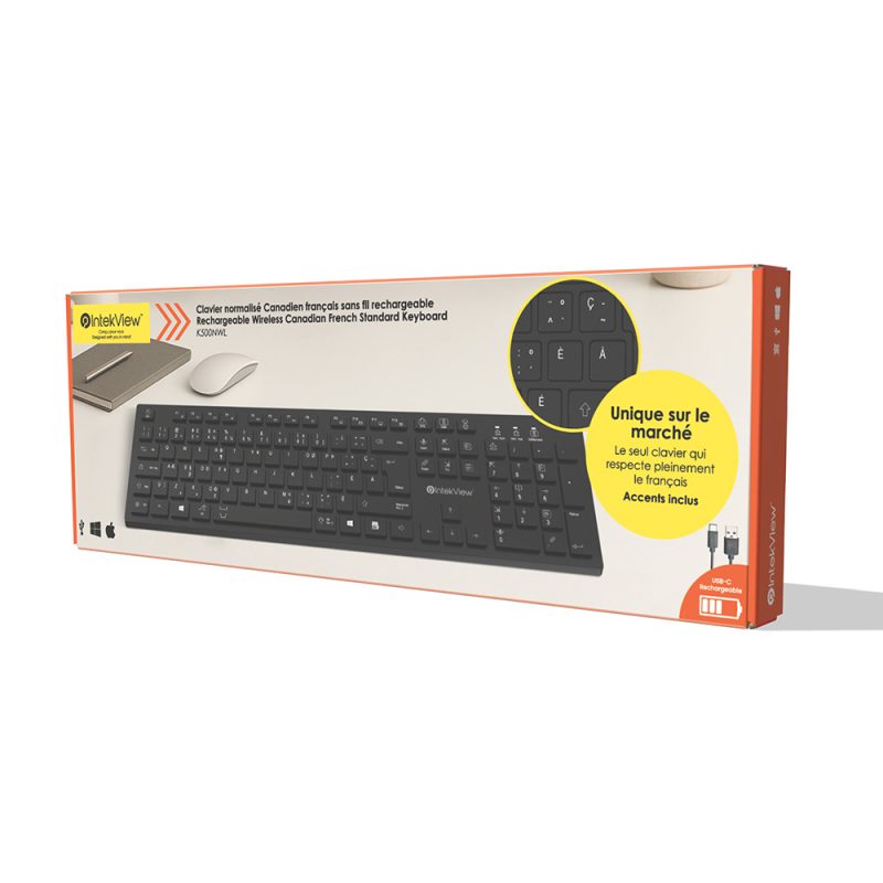 Wireless Normalized French Canadian Keyboard CAN/CSA – K500NWL – IntekView